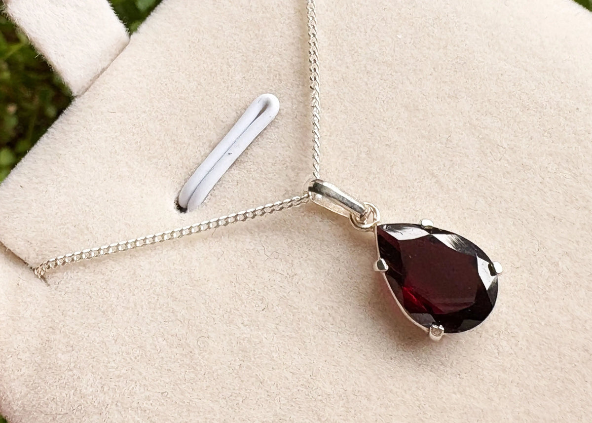 AAA Garnet Necklace | January Birthstone Teardrop Necklace UK – Hart ...