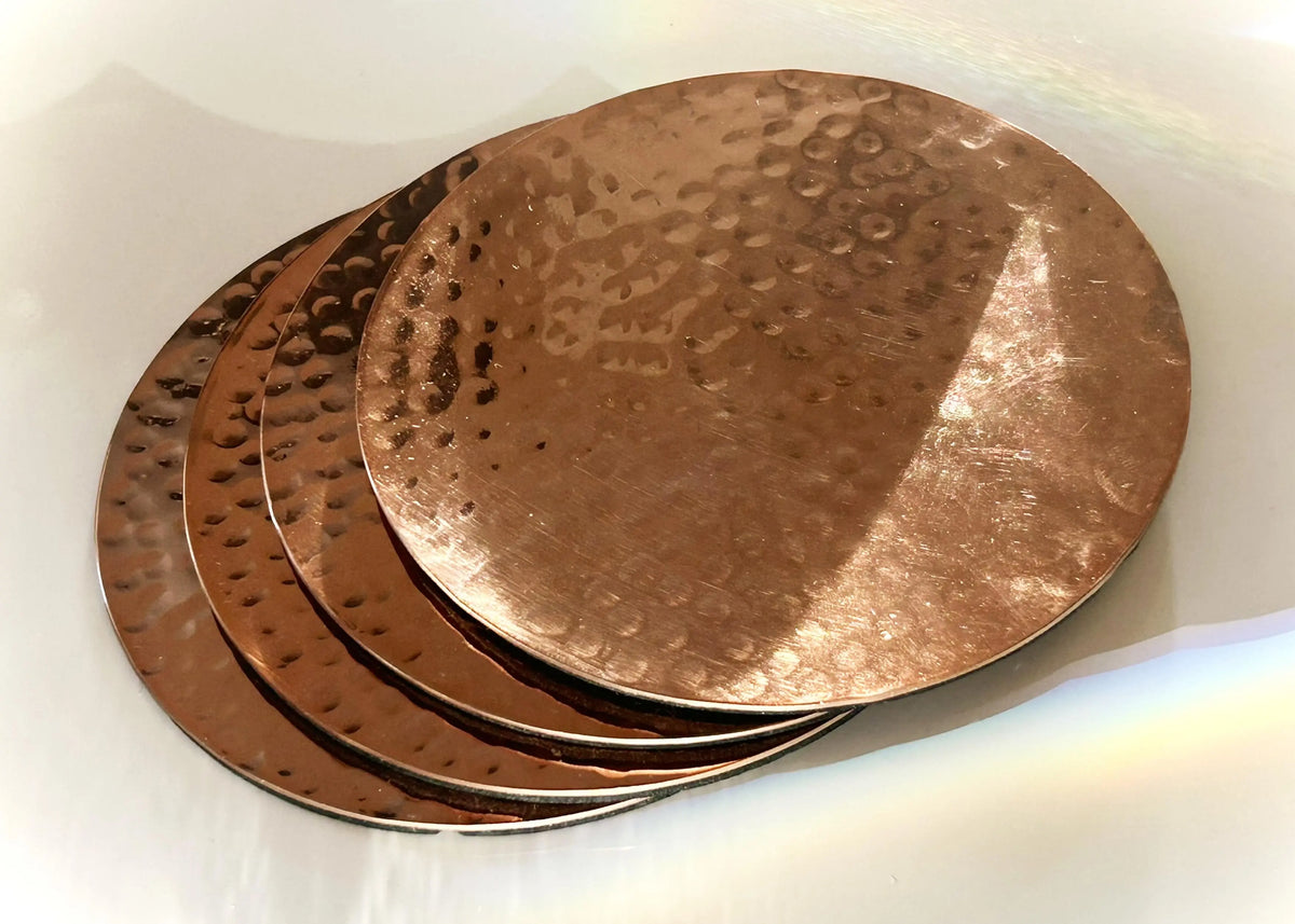 Set Of Four Hammered Copper Coasters – Hart, Body and Soul