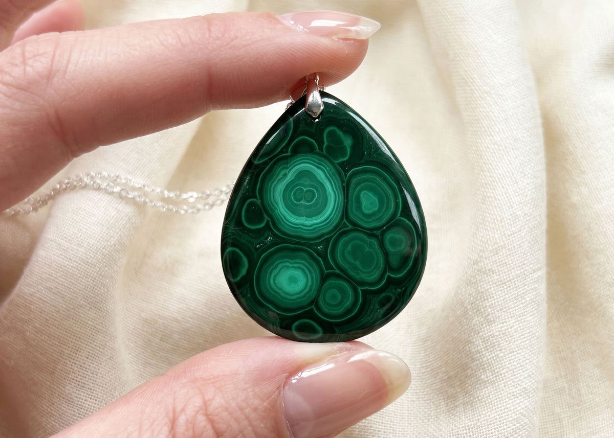 Malachite Cabochon Necklace | Sterling Silver | Hart, Body and Soul ...