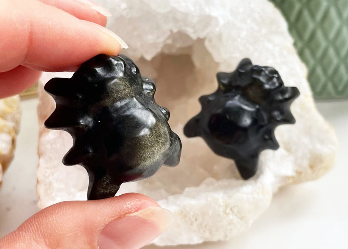 Gold Sheen Obsidian Spider Carving – Hart, Body and Soul